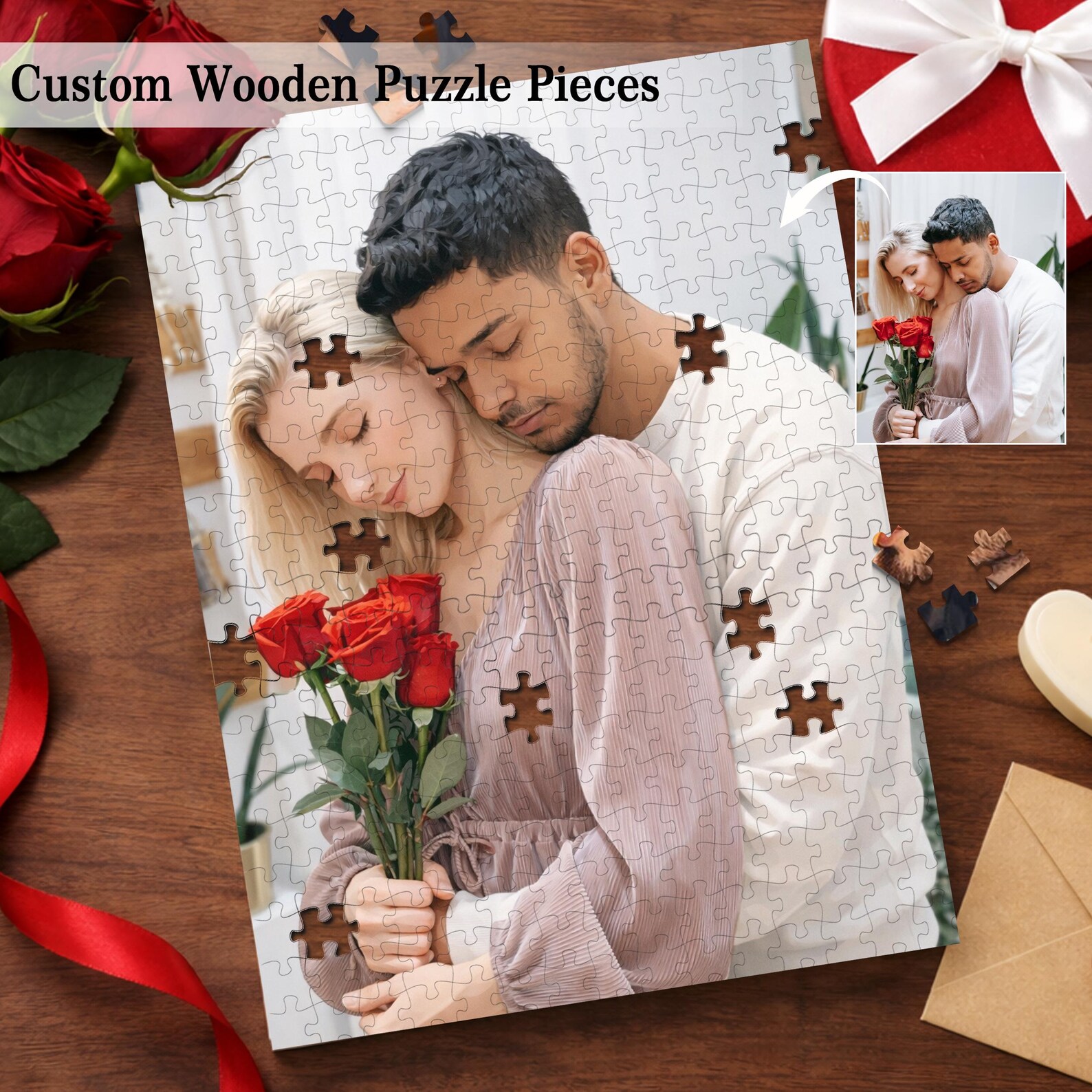 Personalized Couple Portrait Puzzle, Custom Puzzle From Photo, Puzzle ...