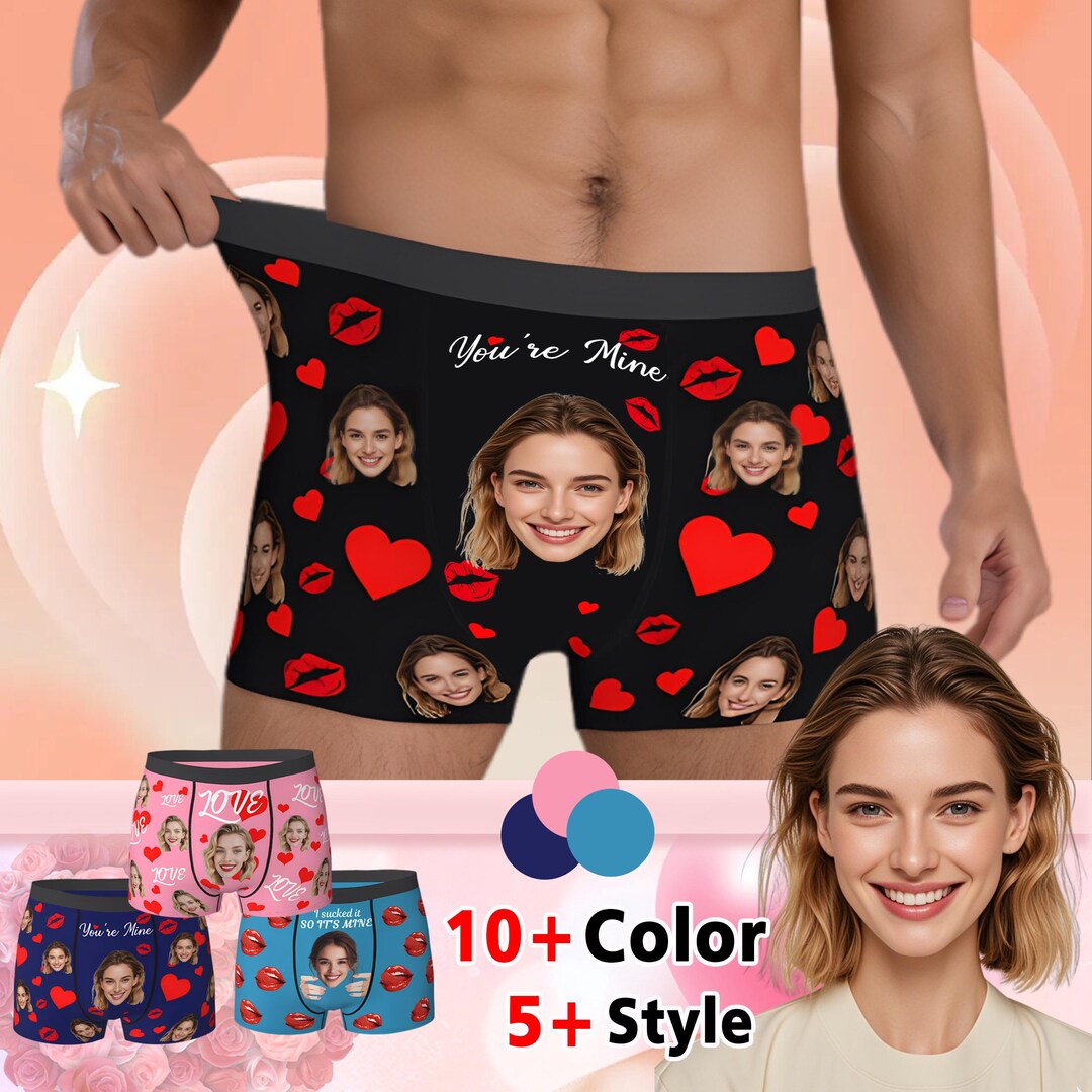 Personalized Face Boxers, Custom Photo Underwear for Him, Gag Gift for ...