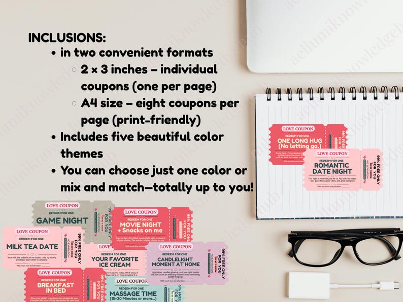100 Love Coupons | Printable, Editable Romantic Gift (digital Download ...