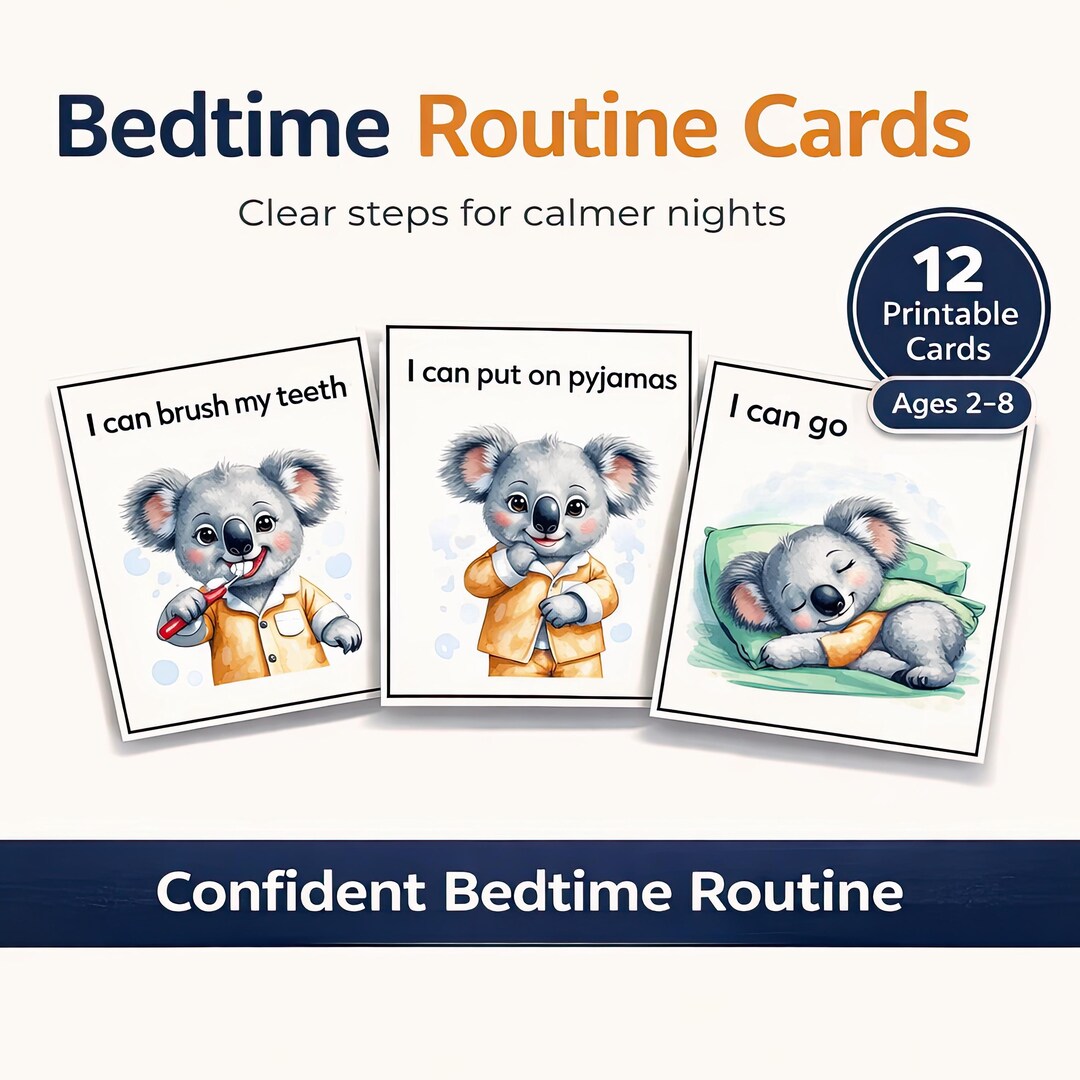 Kids Bedtime Routine Cards | Visual Schedule, Calm Night (digital ...