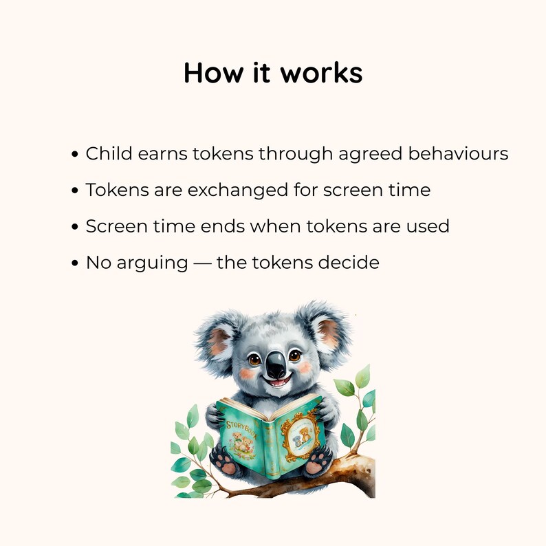 Kids Screen Time Token System | Printable Tech Rules Chart (PDF ...