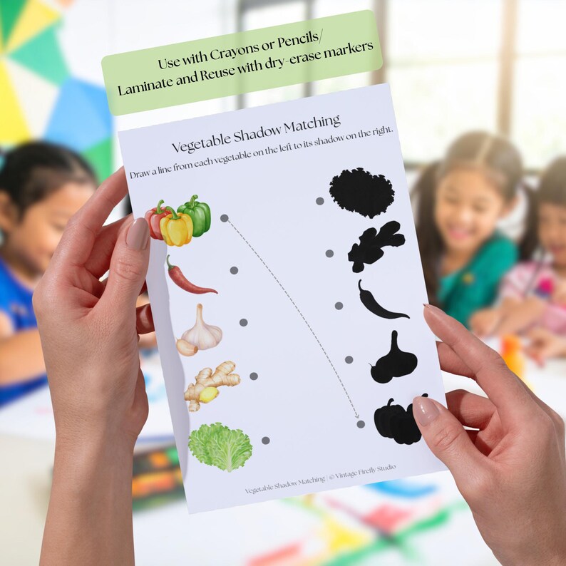 Fruits & Vegetables Shadow Matching Worksheets | Preschool Matching ...