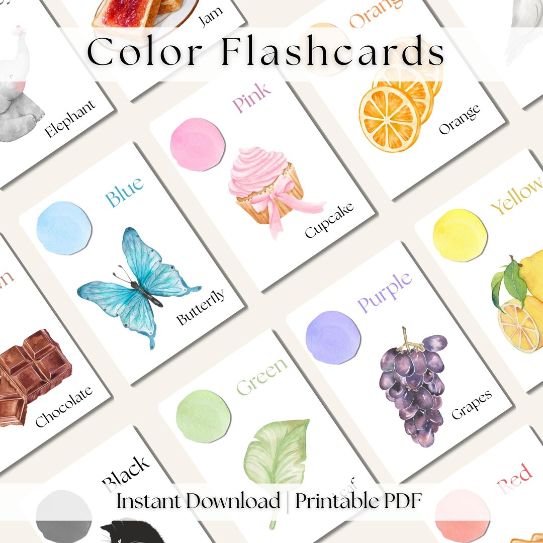 Watercolor Colors Flashcards for Kids | Color Recognition Learning ...