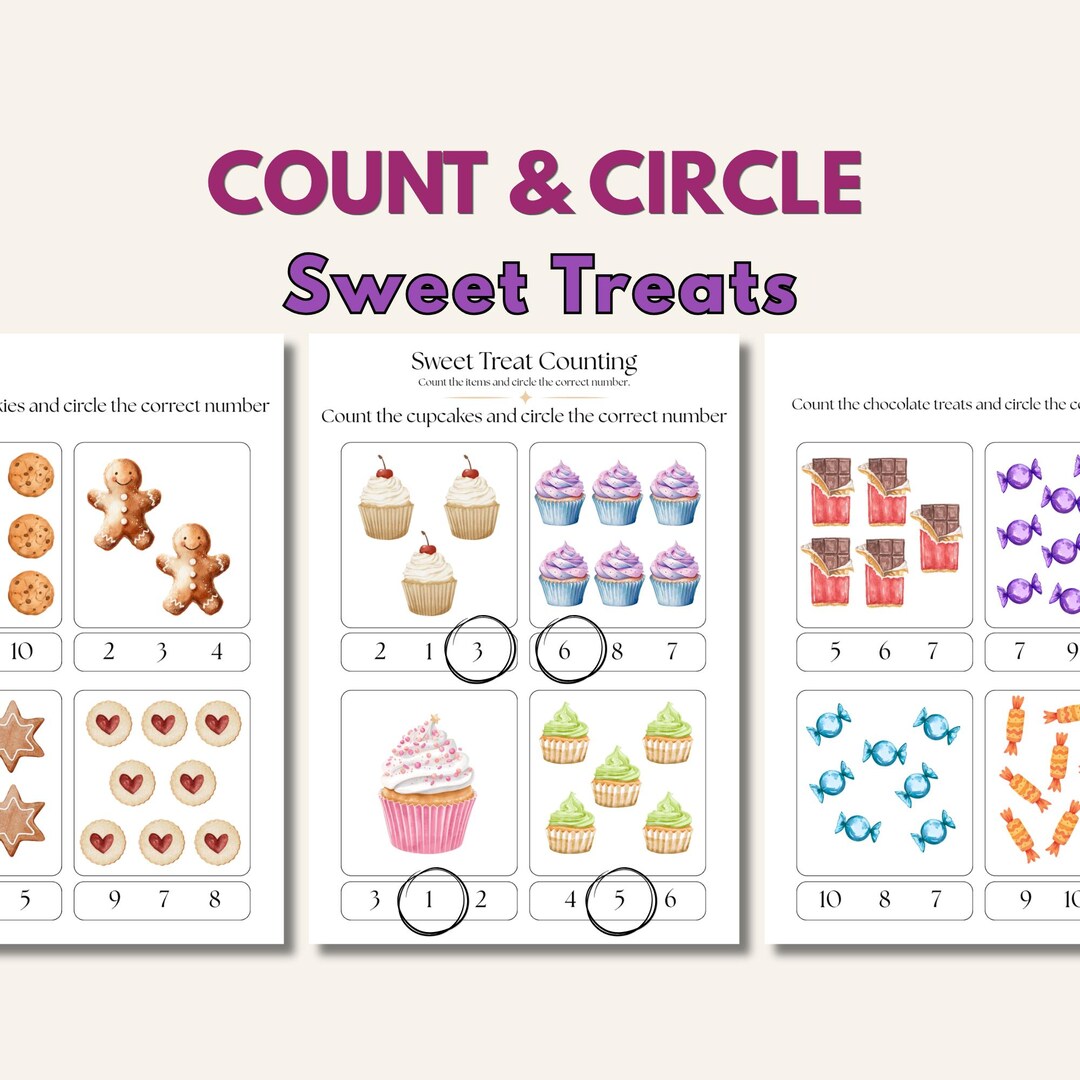Sweet Treat Counting Worksheets | Count & Circle Numbers 1–10 ...