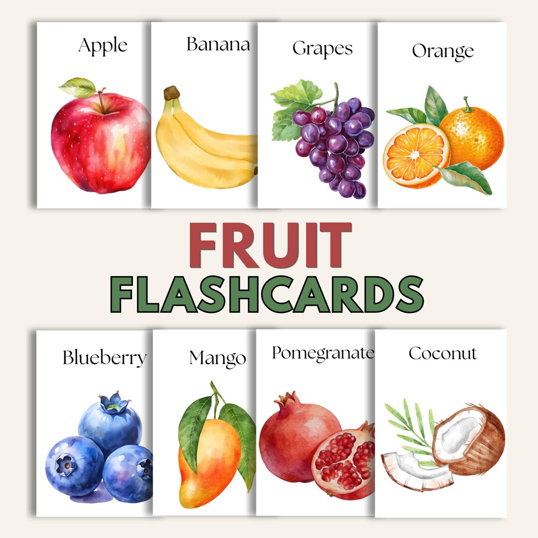 Fruit Flashcards Printable | Preschool Learning Cards (digital Download ...