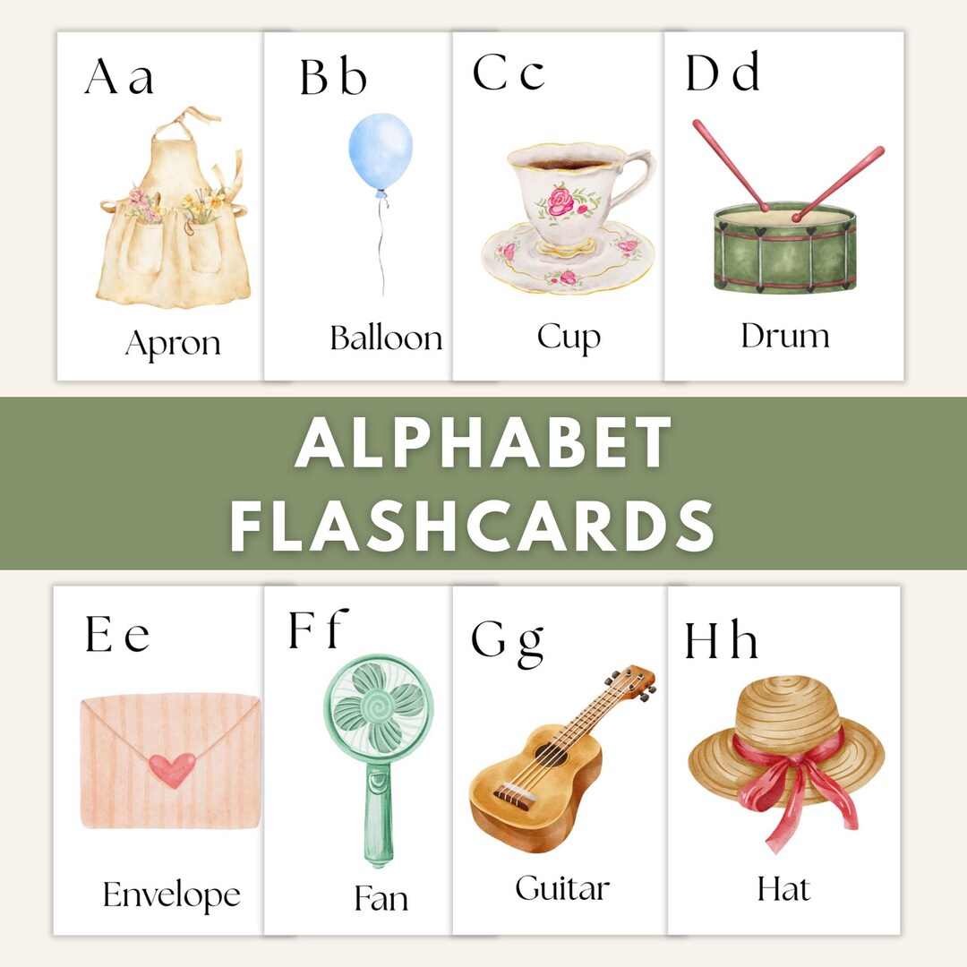 Watercolor Alphabet Flashcards A-Z | Homeschool Printable (PDF Download ...