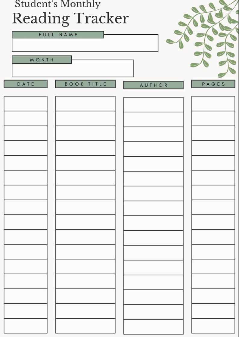 Student Reading Log Bundle | Printable Reading Tracker | Monthly ...