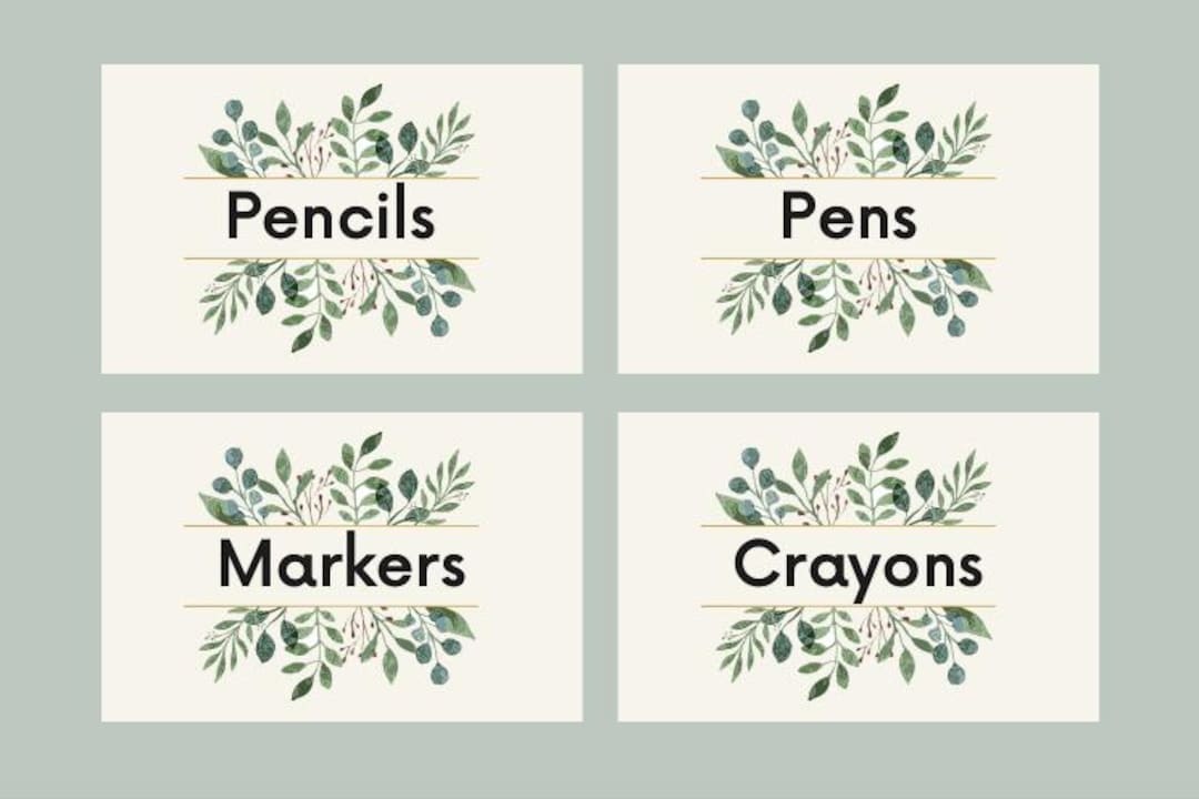 Botanical Classroom Labels | Printable Teacher Supply Organization ...