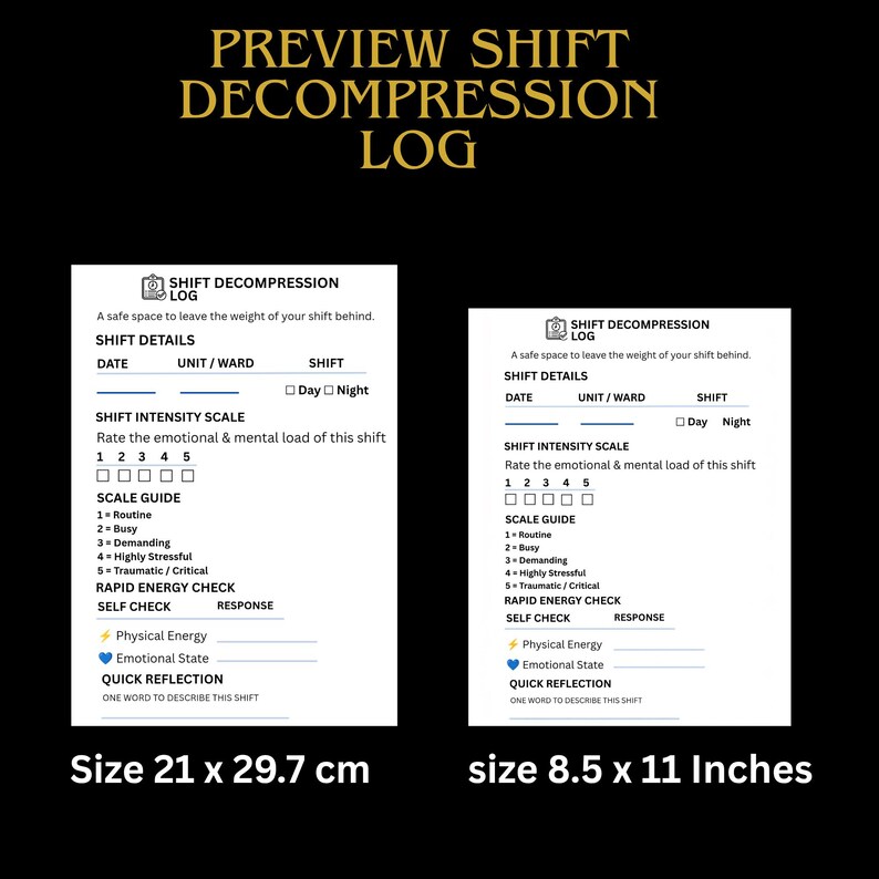 ER ICU Nurse Decompression Worksheet, Clinical Guilt Release Journal ...