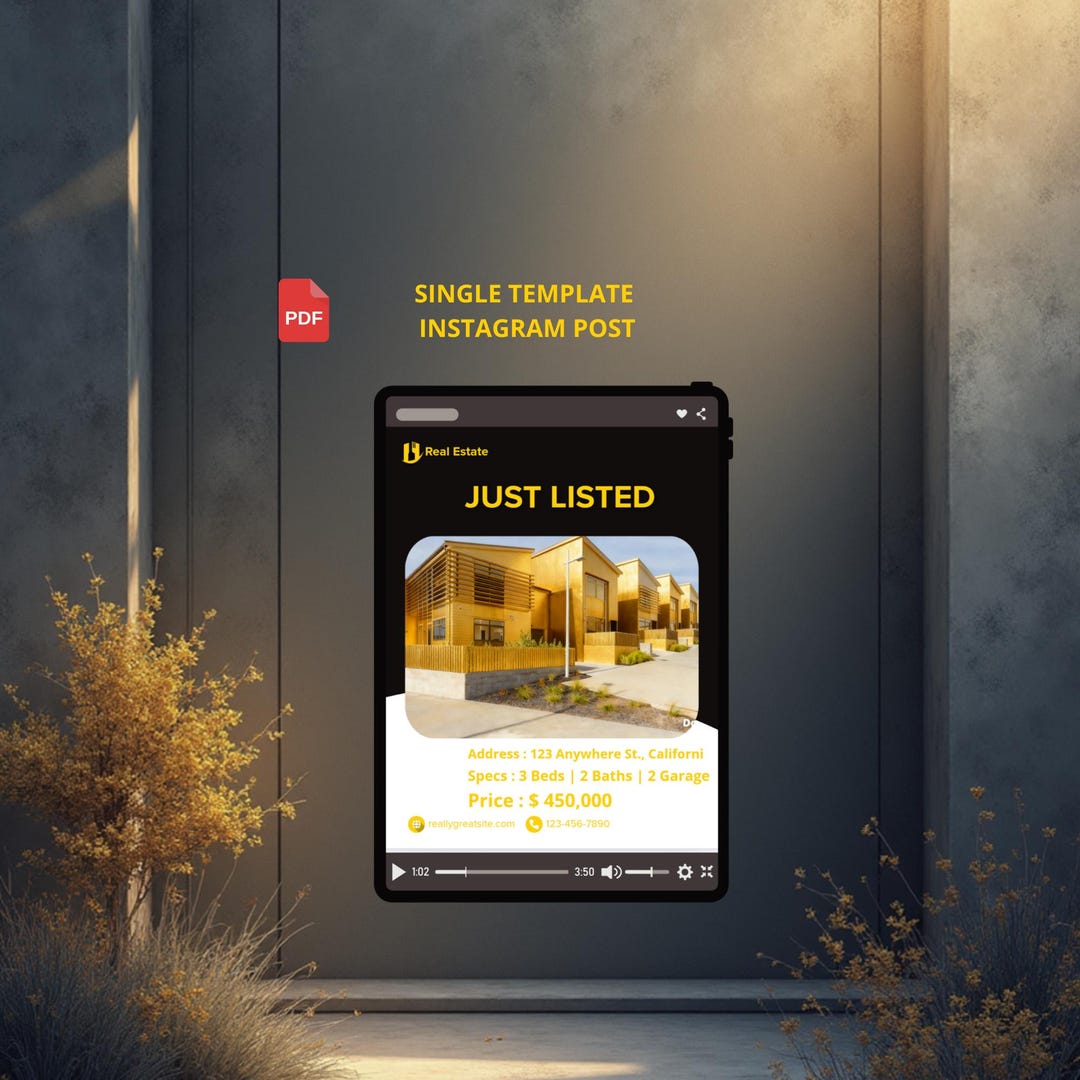 Luxury Real Estate Instagram Template, Black and Gold, Canva Editable ...