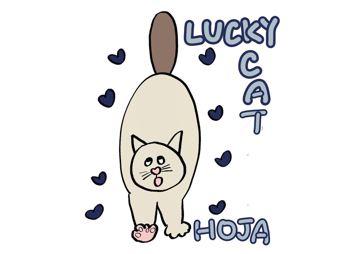 Lucky Cat Hoja Printable Art - Etsy