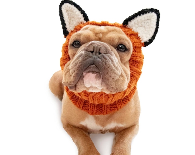 Fox Dog Snood Knit Crochet Dog Hat Halloween Dog Costume Ear Warmer - Etsy