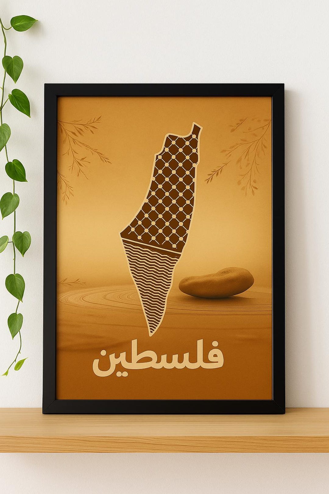 Palestine Map Print | Keffiyeh Pattern Design | Islamic Wall Art ...