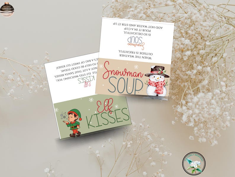 Elf Kisses Snowman Soup Treat Bag Toppers - Etsy