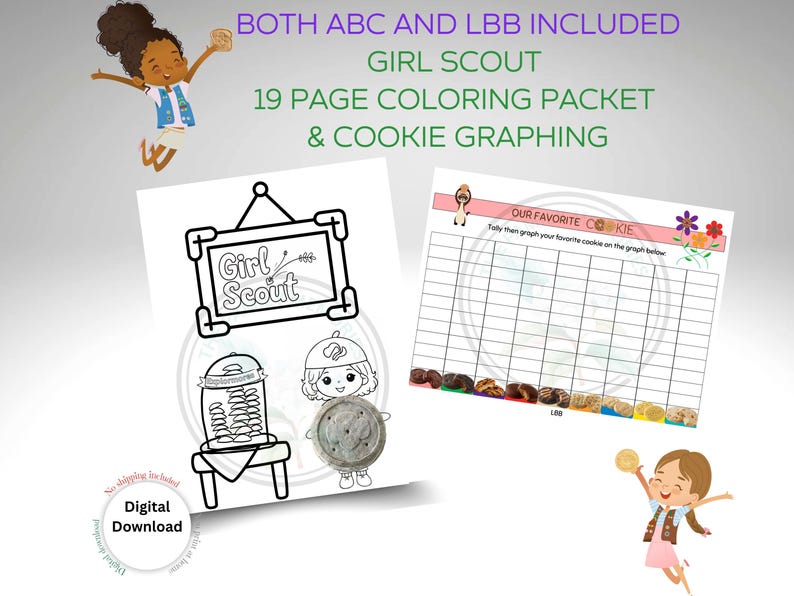 Girl Scout Cookie Coloring and Graphing Activity (ABC and LBB ...