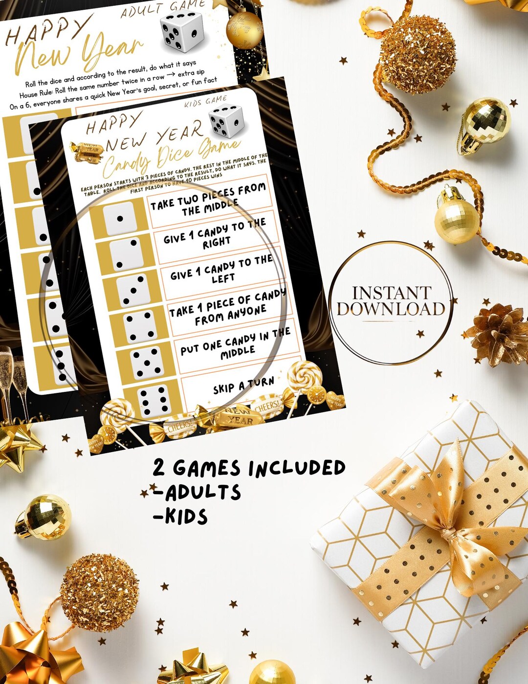 New Year's Eve Candy Dice Game: Family & Adult Fun (printable) - Etsy