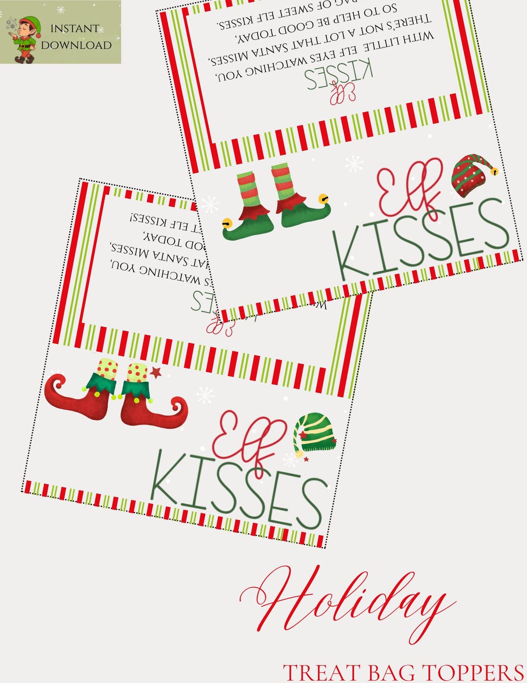 Elf Kisses Treat Bag Topper, Christmas Printable - Etsy
