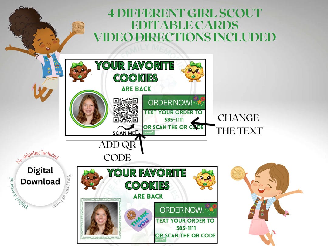 Editable Girl Scout Cookie Tag Template, QR Code, Booth Sales (digital ...