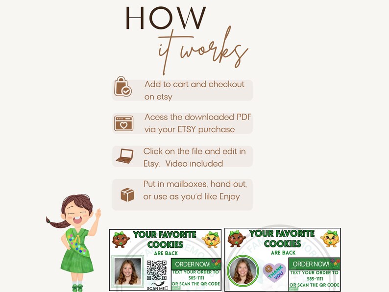 Editable Girl Scout Cookie Tag Template, QR Code, Booth Sales (digital ...