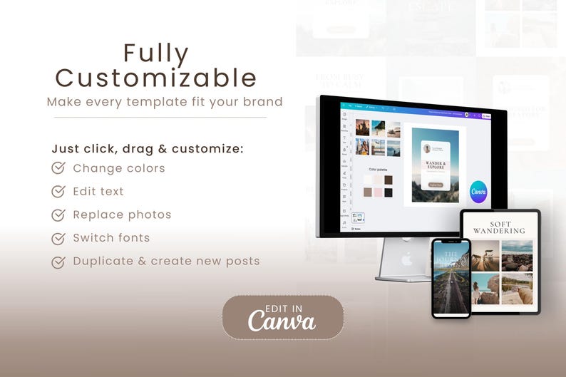 Travel Influencer Aesthetic Pack – 50 Instagram Canva Templates ...