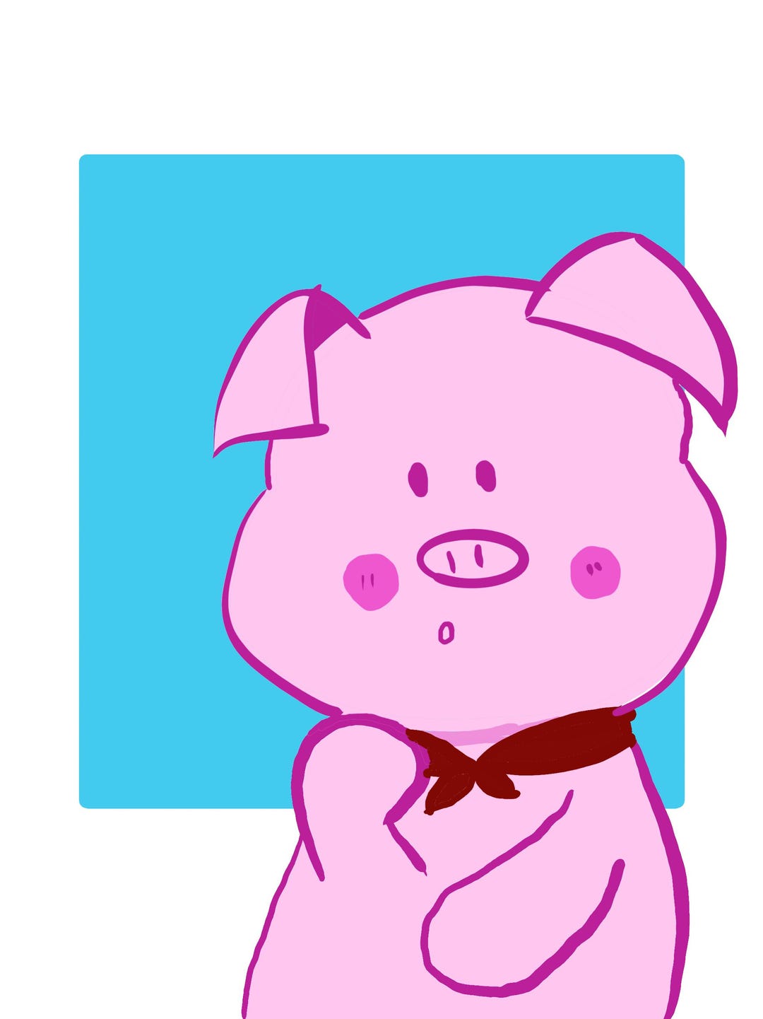 Blush Pig With a Blue Box- Digital Download Art - Etsy