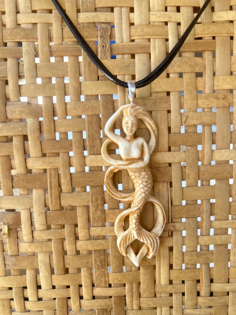 Handmade Mermaid Necklace -cow Bone Carving - Etsy