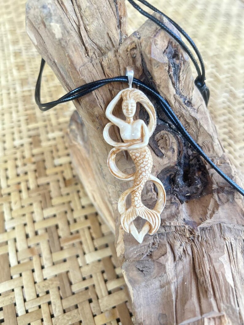 Handmade Mermaid Necklace -cow Bone Carving - Etsy