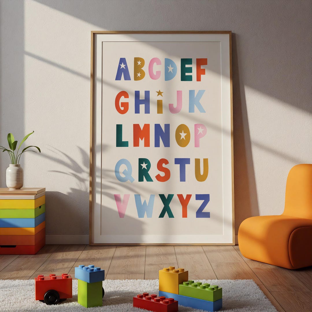 Playful Alphabet Poster Print | Gender Neutral Kids Room Decor ...