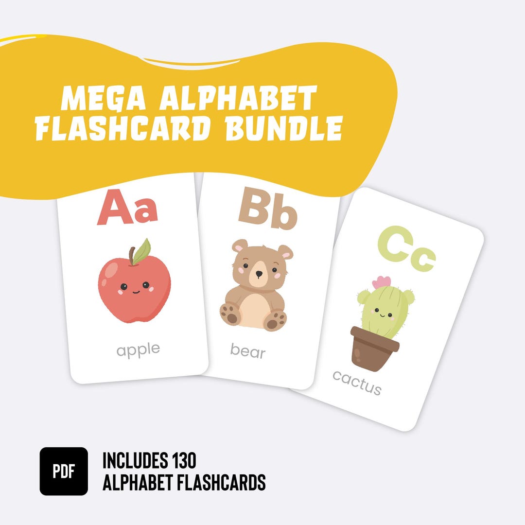 Mega Alphabet Flashcard Bundle – 130 Printable ABC Flashcards for Kids ...