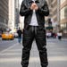 Men’s Genuine Leather Black Tracksuit Jogging Sweatsuit Real Leather ...