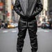 Men’s Genuine Leather Black Tracksuit Jogging Sweatsuit Real Leather ...