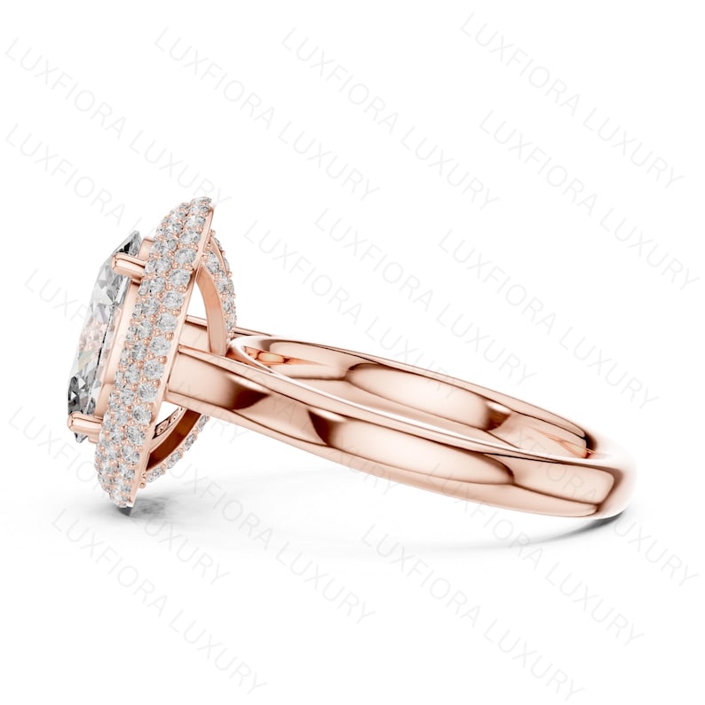 Oval Cut Halo Engagement Ring, Lab Grown Diamonds, Rose Gold Vintage ...