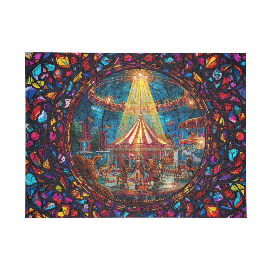 Stained Glass Carnival Scene Jigsaw Puzzle Circus Dazzling (96-1000 ...