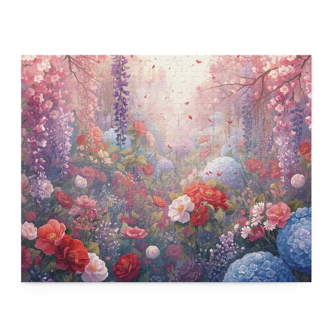 Floral Enchanted Garden Puzzle Serene Bloom Jigsaw (120/252/500 Pcs ...