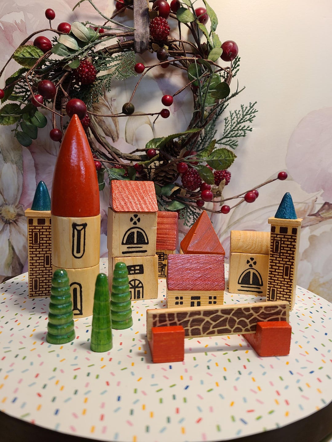 Vintage British Block Wood Village Pieces - Etsy
