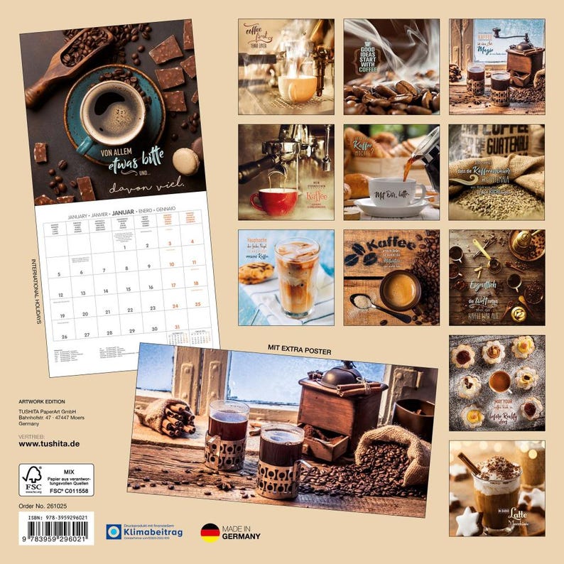 Coffee 2026 Wall Calendar. Poster Included. Tushita Paperart - Etsy