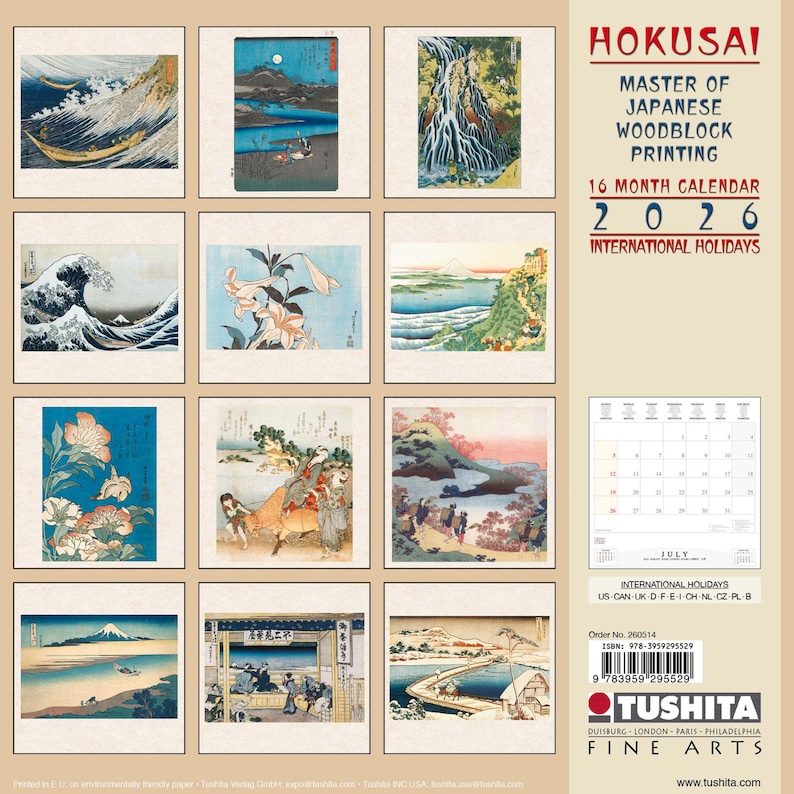 Hokusai 2026 Japanese Wall Calendar From Tushita Paperart - Etsy