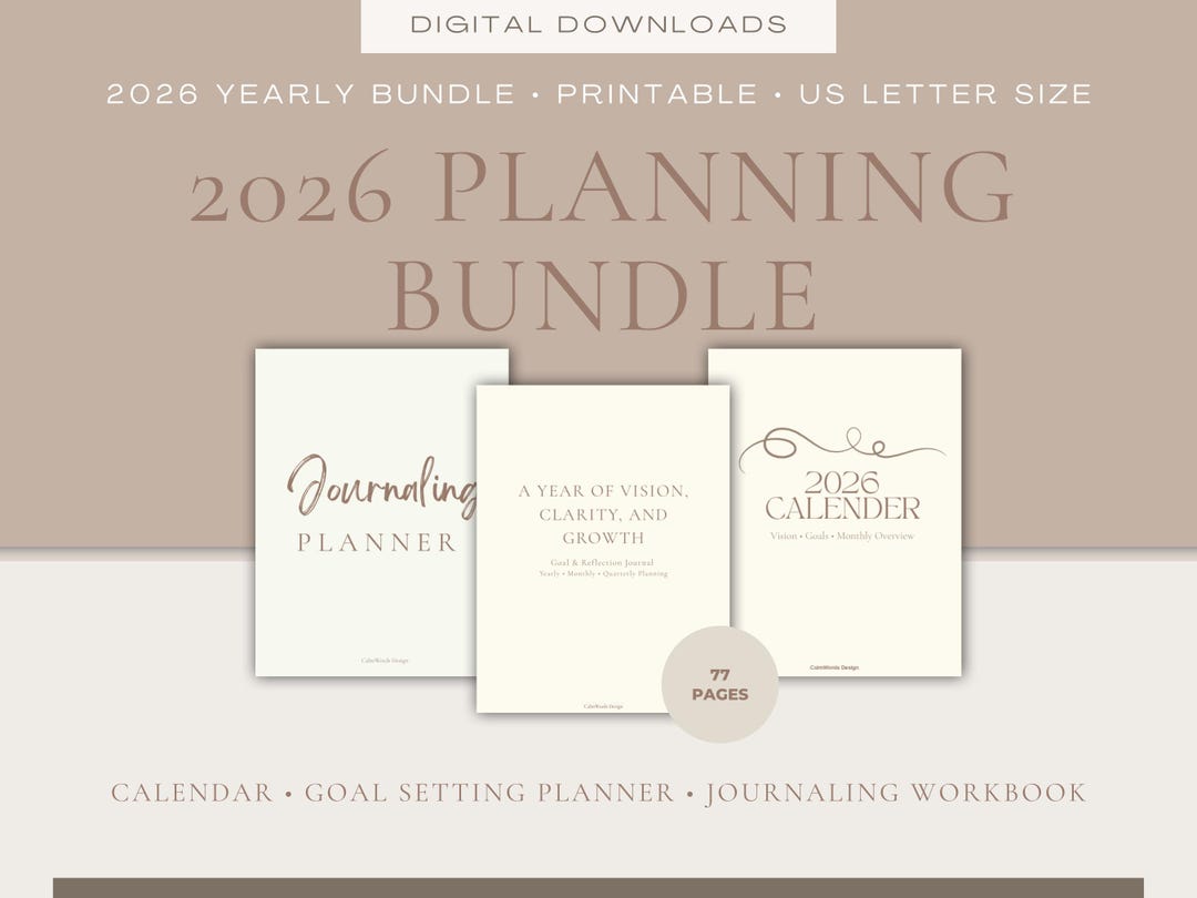 2026 Planner Bundle | Calendar + Goal Setting Planner + Journaling ...