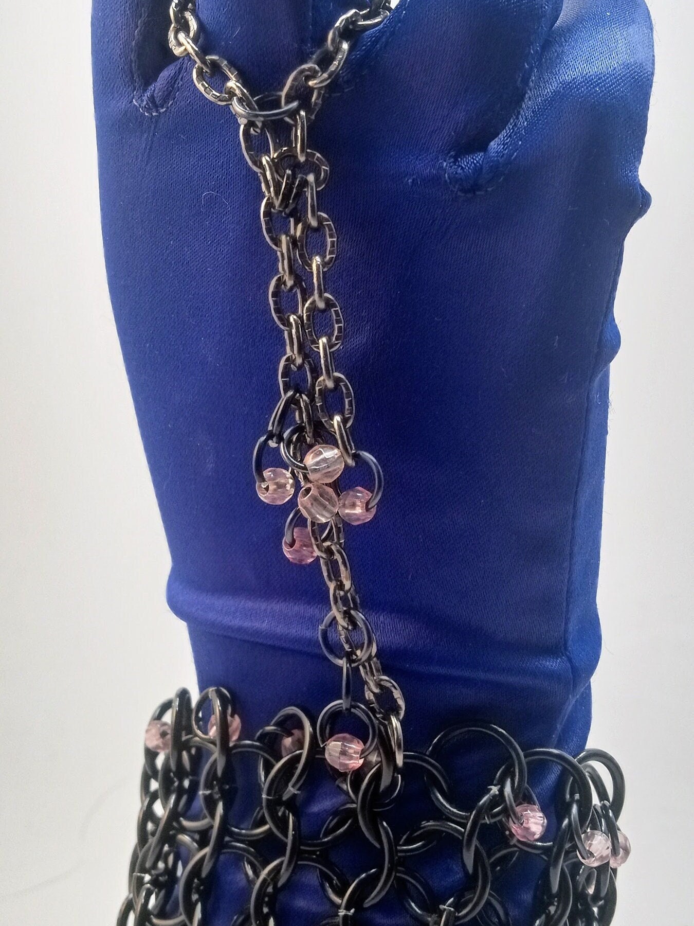 Fishnet Stocking Look Chainmail Weave Cuff With Hand Chain - Etsy
