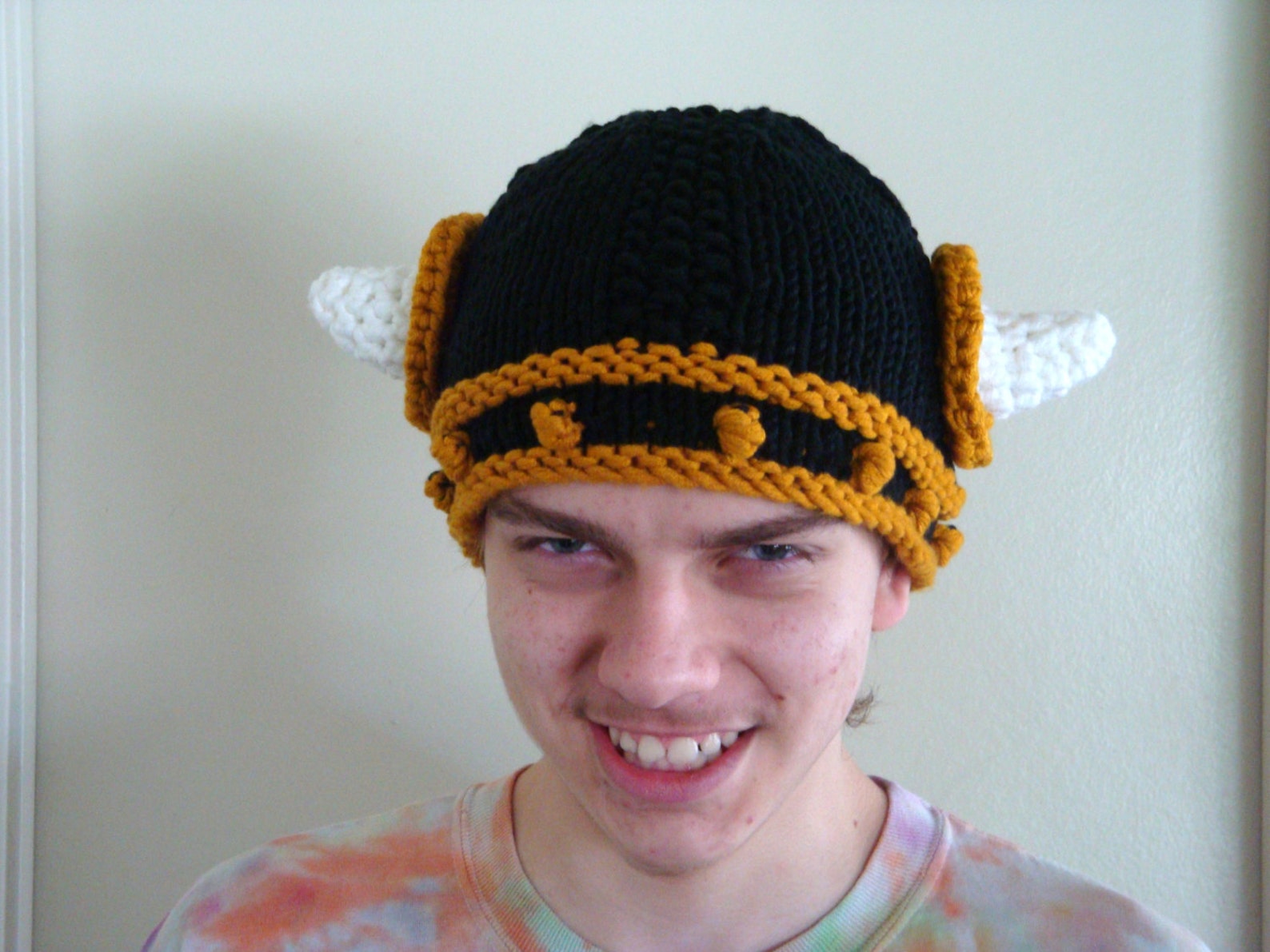 Viking Helmet Beanie Knit Viking Hat With Horns Gladiator - Etsy