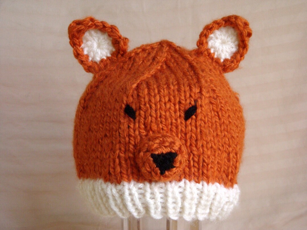 Baby Fox Hat for Baby and Toddlers - Hand Knit & Crochet Animal Beanie ...