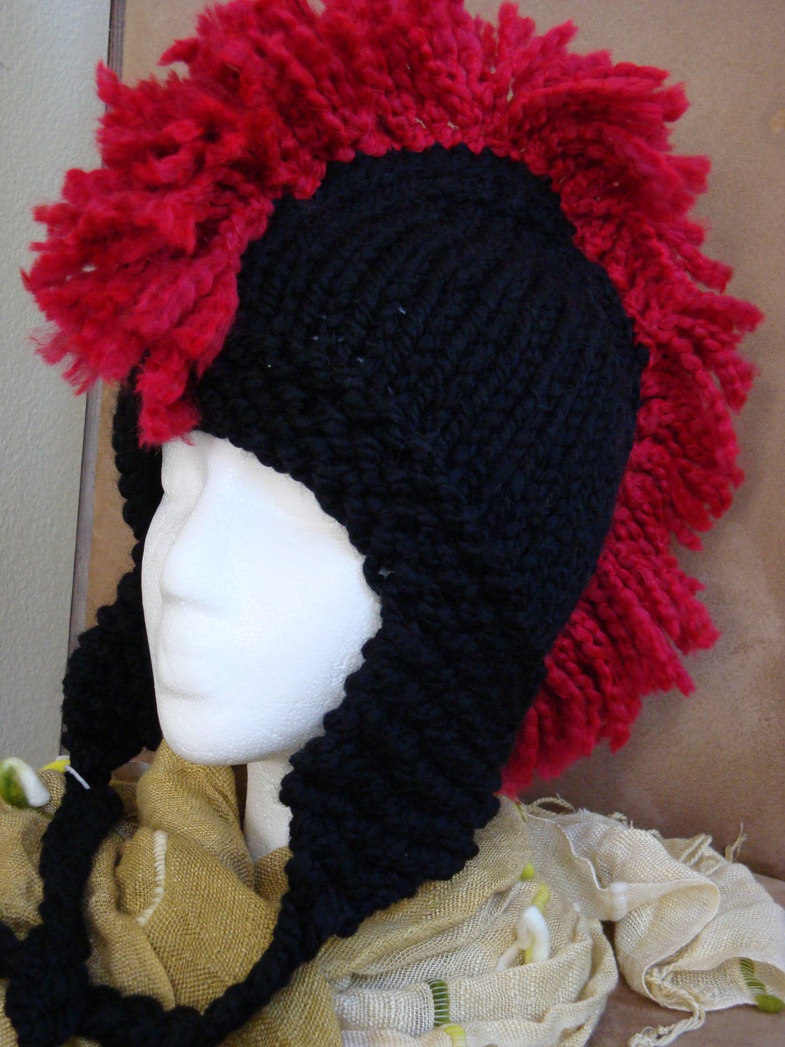 Black Mohawk Hat With Earflaps - Newborn Baby, Toddler, Child, Teen and ...