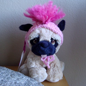 Pink Mohawk Dog Hat, Crochet Dog Beanie With Ear Holes, Hat for Small ...