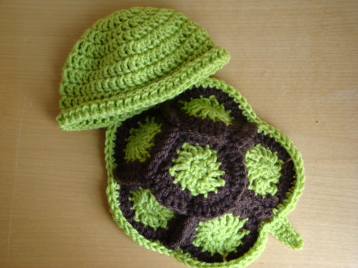 Newborn Baby Turtle Hat and Shell Photo Prop - Crochet Newborn Photo ...