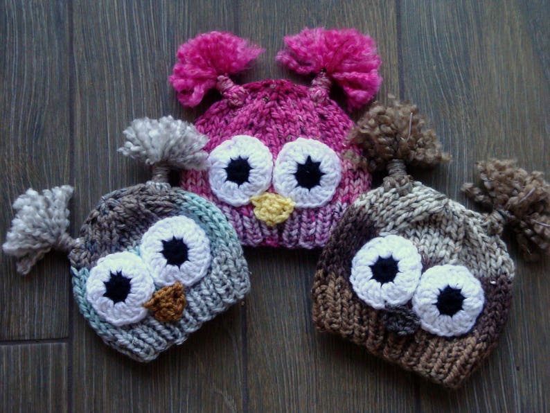 Owl Beanie for Kids Babies Adults Tweed Stripe Owl Beanie - Etsy