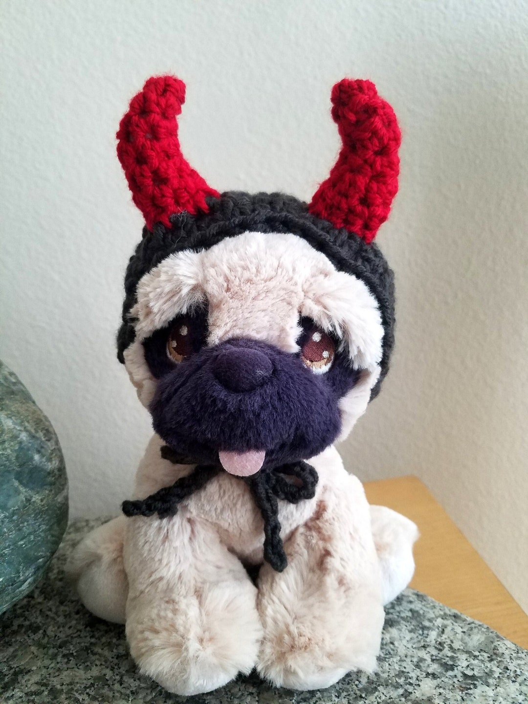 Devil Horns Dog Hat, Crochet Dog Beanie With Ear Holes, Horned Hat for ...