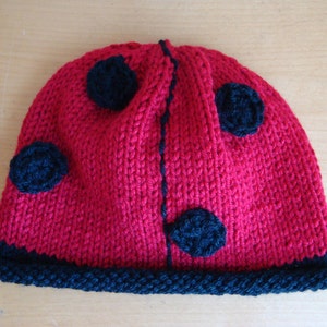 Ladybug Beanie for Baby and Toddlers, Ladybug Hat for Girls, Hand Knit ...