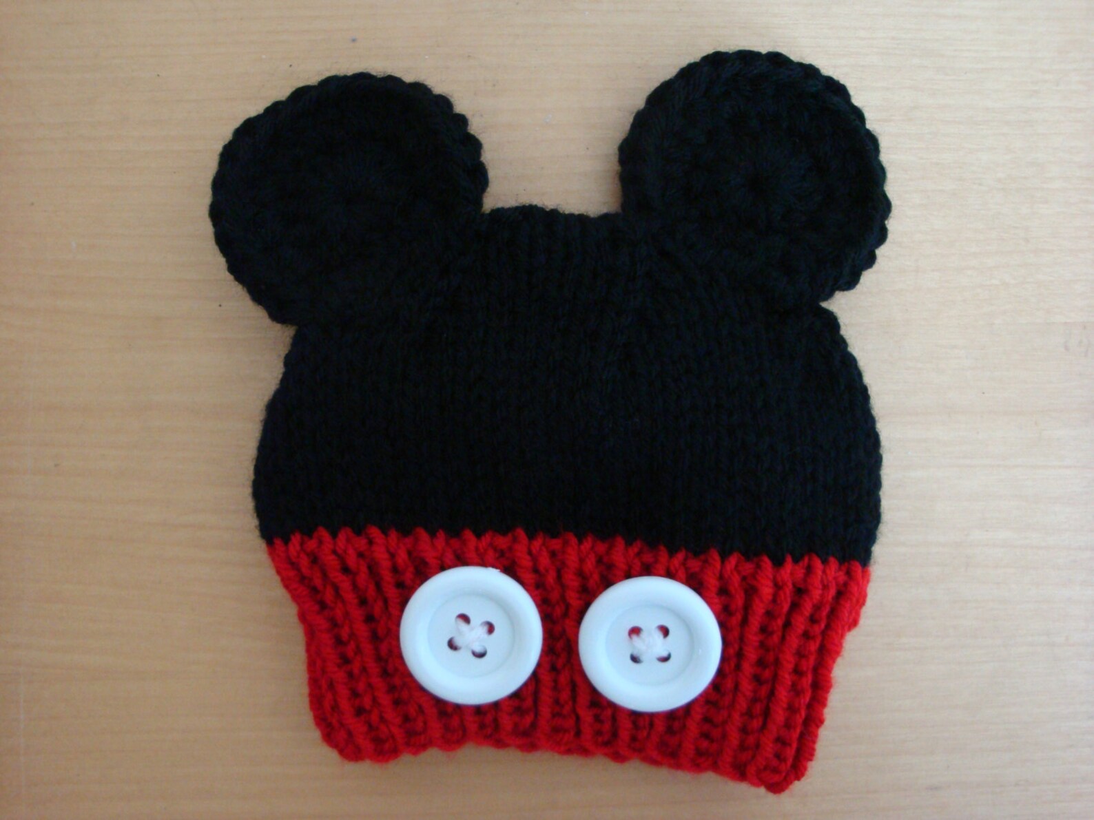 Mickey Mouse Inspired Baby Beanies - Hand Knit Mickey Mouse Hat With ...