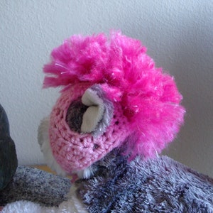 Pink Mohawk Dog Hat, Crochet Dog Beanie With Ear Holes, Hat for Small ...