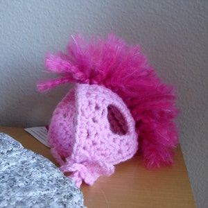 Pink Mohawk Dog Hat, Crochet Dog Beanie With Ear Holes, Hat for Small ...